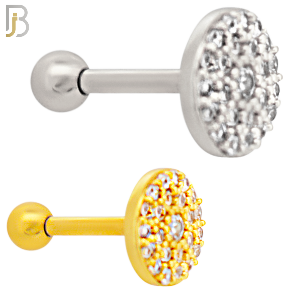 316L Surgical Steel Round Design with Zircon Tragus Barbell Cartilage ...