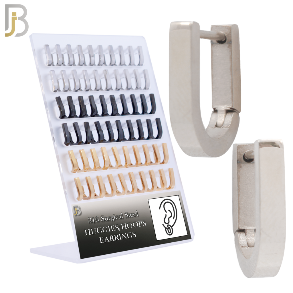 316L Steel Plain Huggies Straight U-Shape Clip On | Body Jewelz