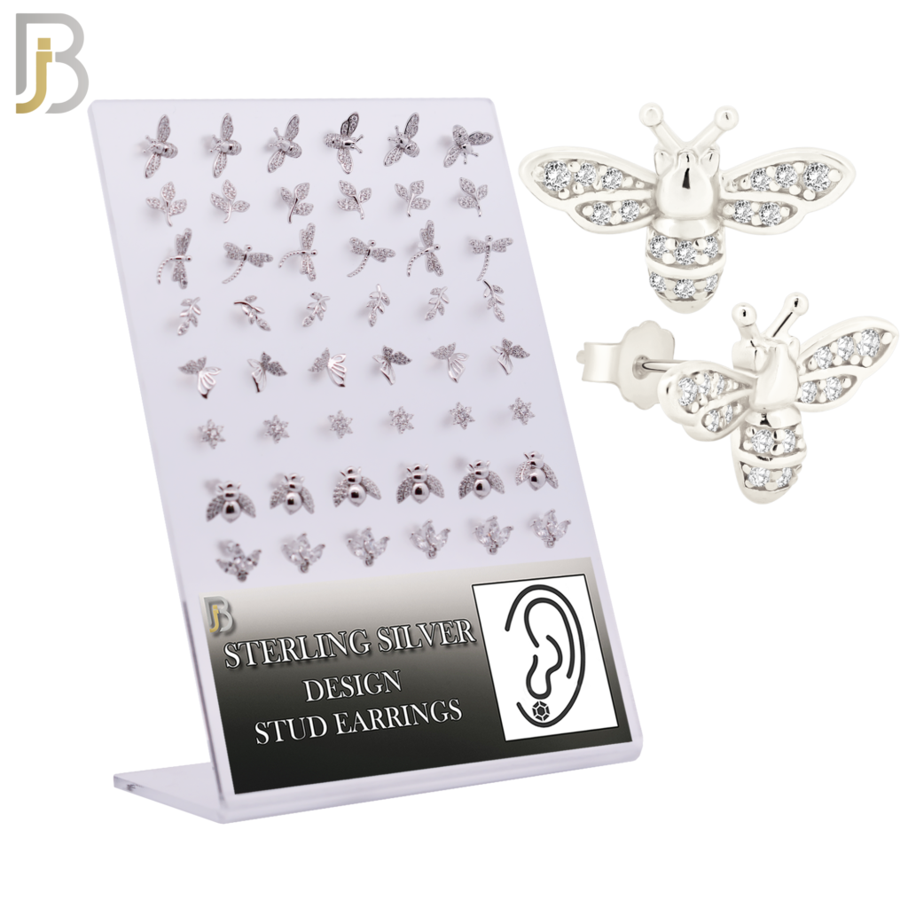 925 Sterling Silver Push Backing Insect and Leaf Design Pack of 24