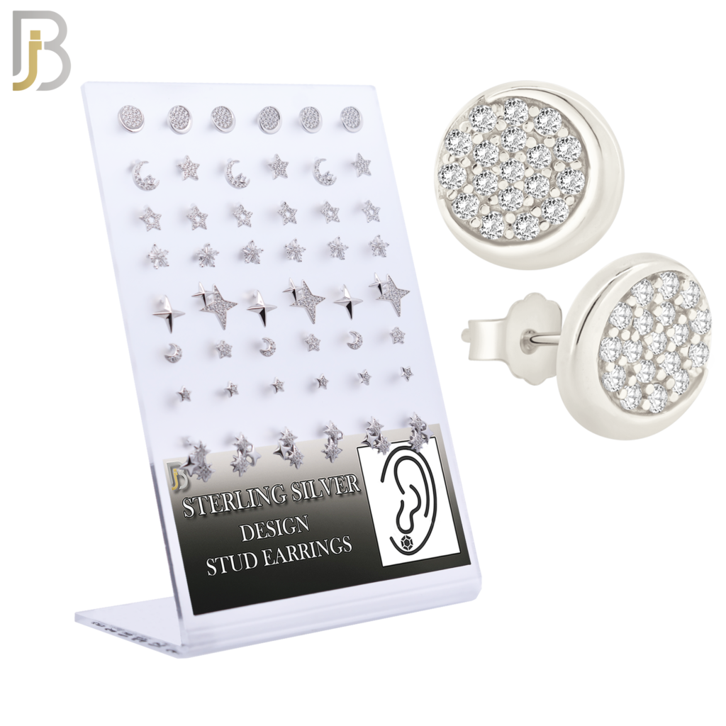 925 Sterling Silver Push Backing Star and Moon Design Pack of 24