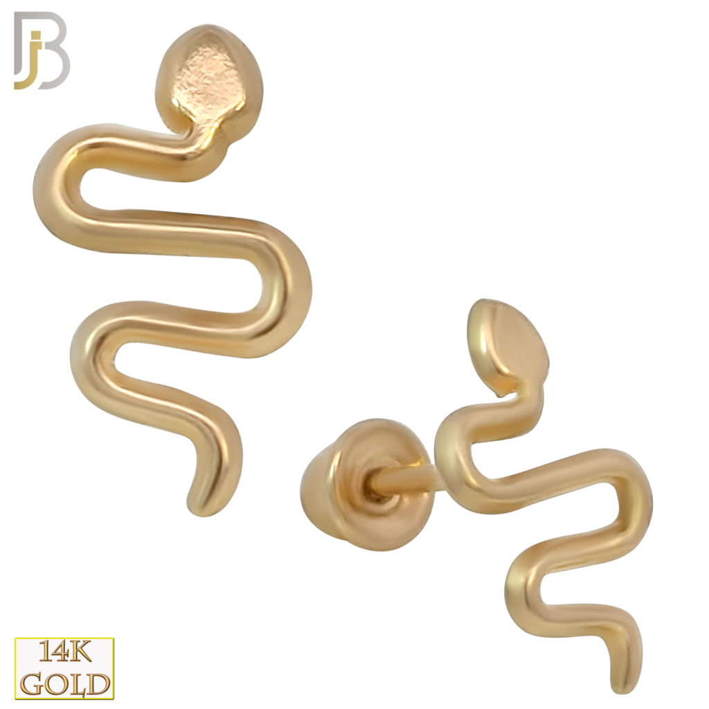 14k Solid Gold Snake Stud Earrings
