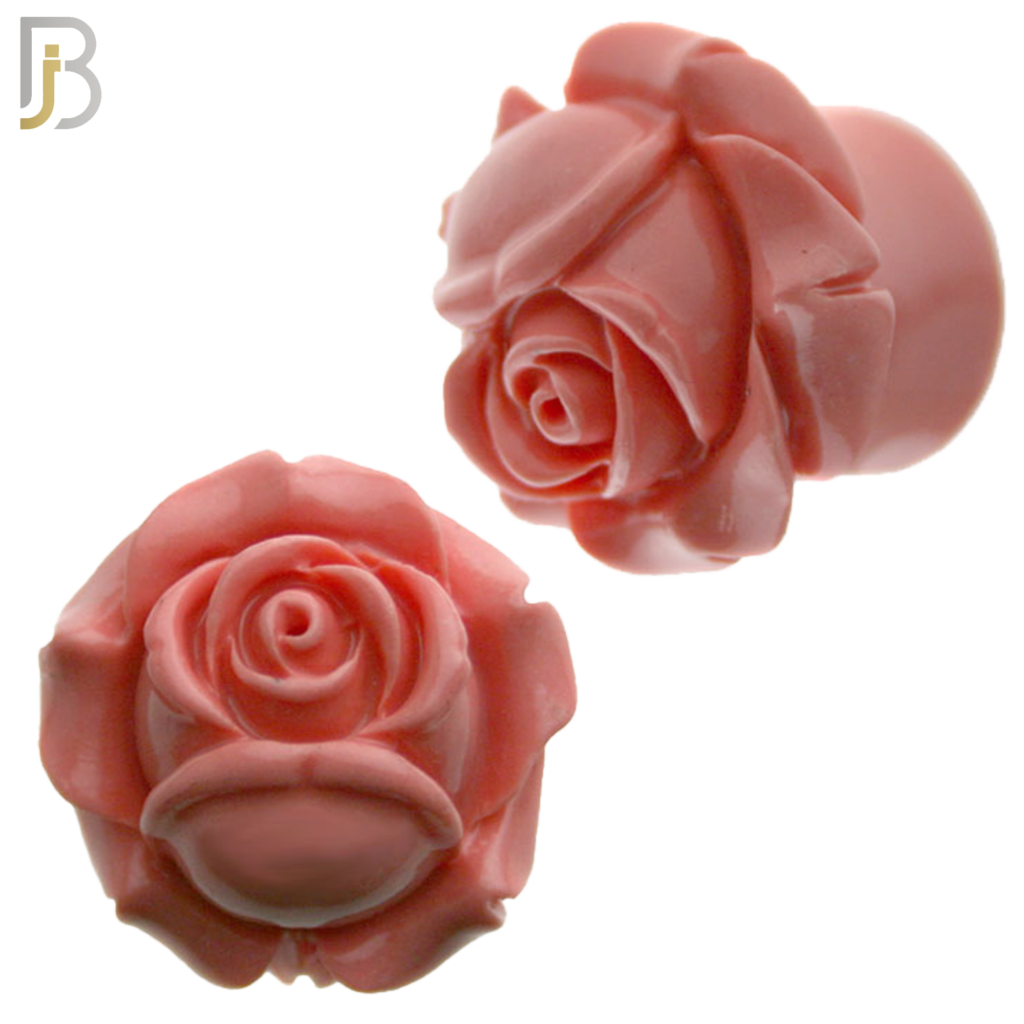 Pink Color Eden Rose Design Resin Plugs-Gauges | Body Jewelz