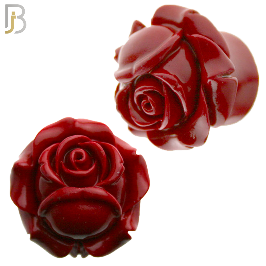 Red Color Eden Rose Design Resin Plugs-Gauges | Body Jewelz