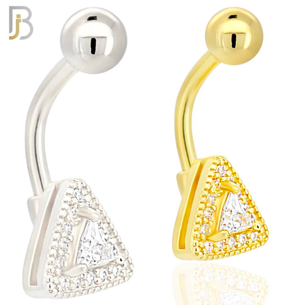 316L Stainless Steel Triangle Design with Multi CZ Banana Belly Ring ...