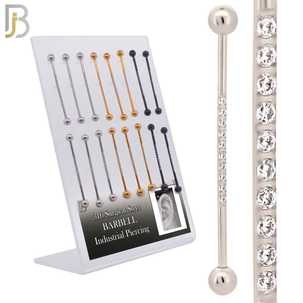 316L Surgical Steel Screw Bar with Four Design Industrial Barbell