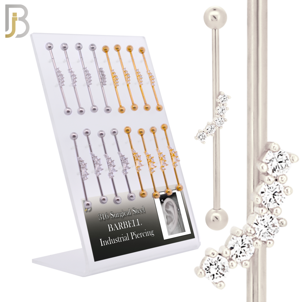 316L Surgical Steel Screw Bar with Four Design Industrial Barbell