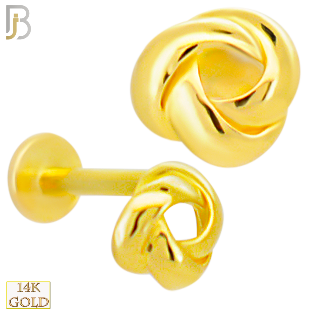 14k Yellow Gold Plain Borromean Rings Labret